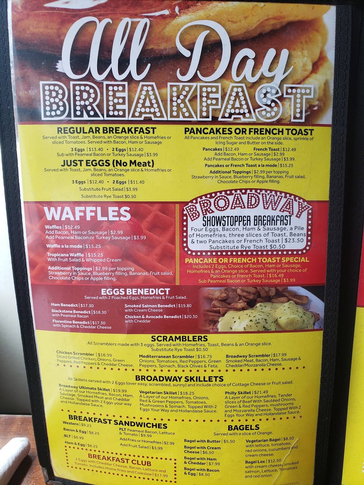 Menu at Broadway Diner restaurant, Hamilton