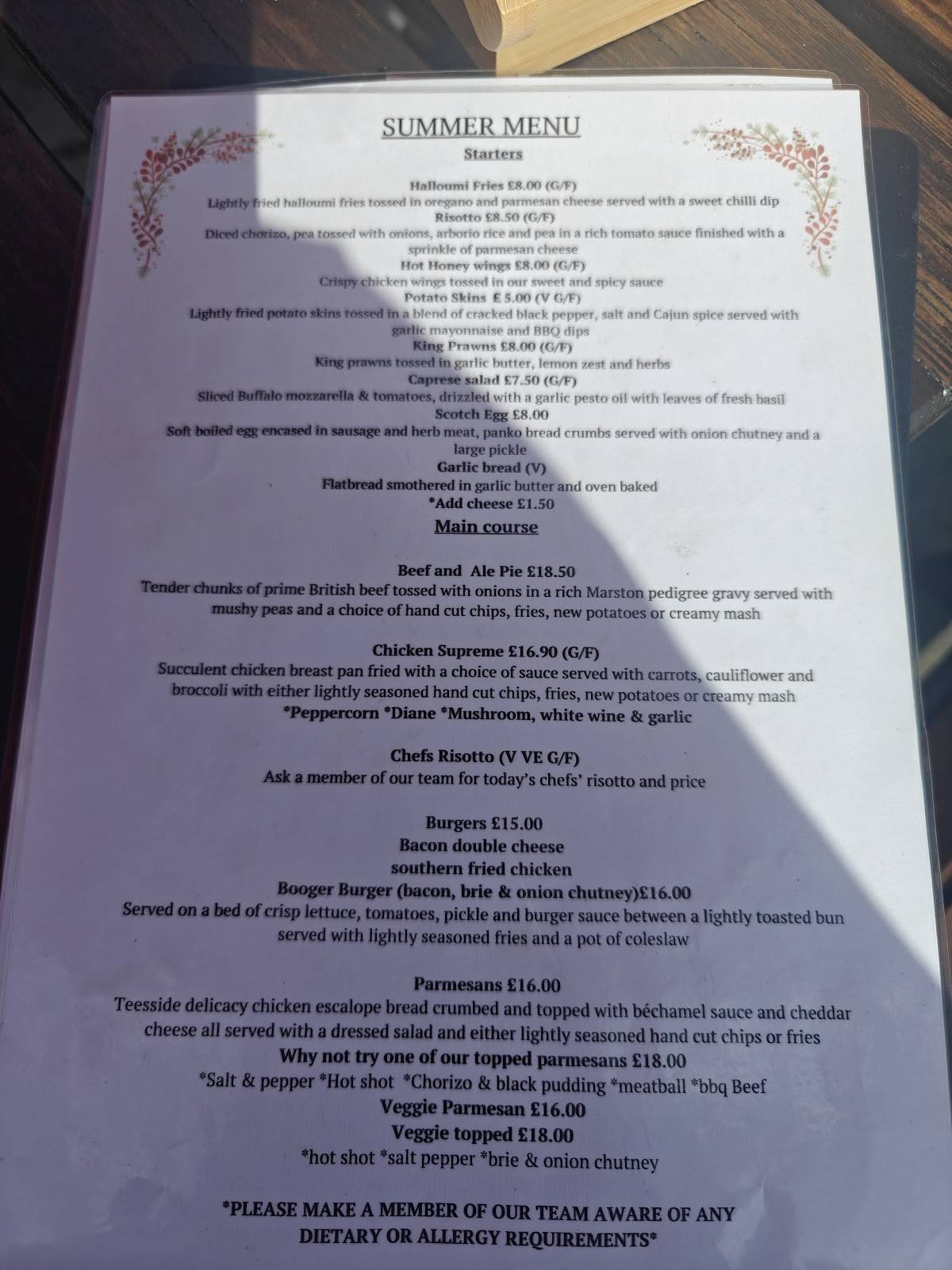 Menu at Hamilton Russell Arms pub & bar, Stockton-on-Tees