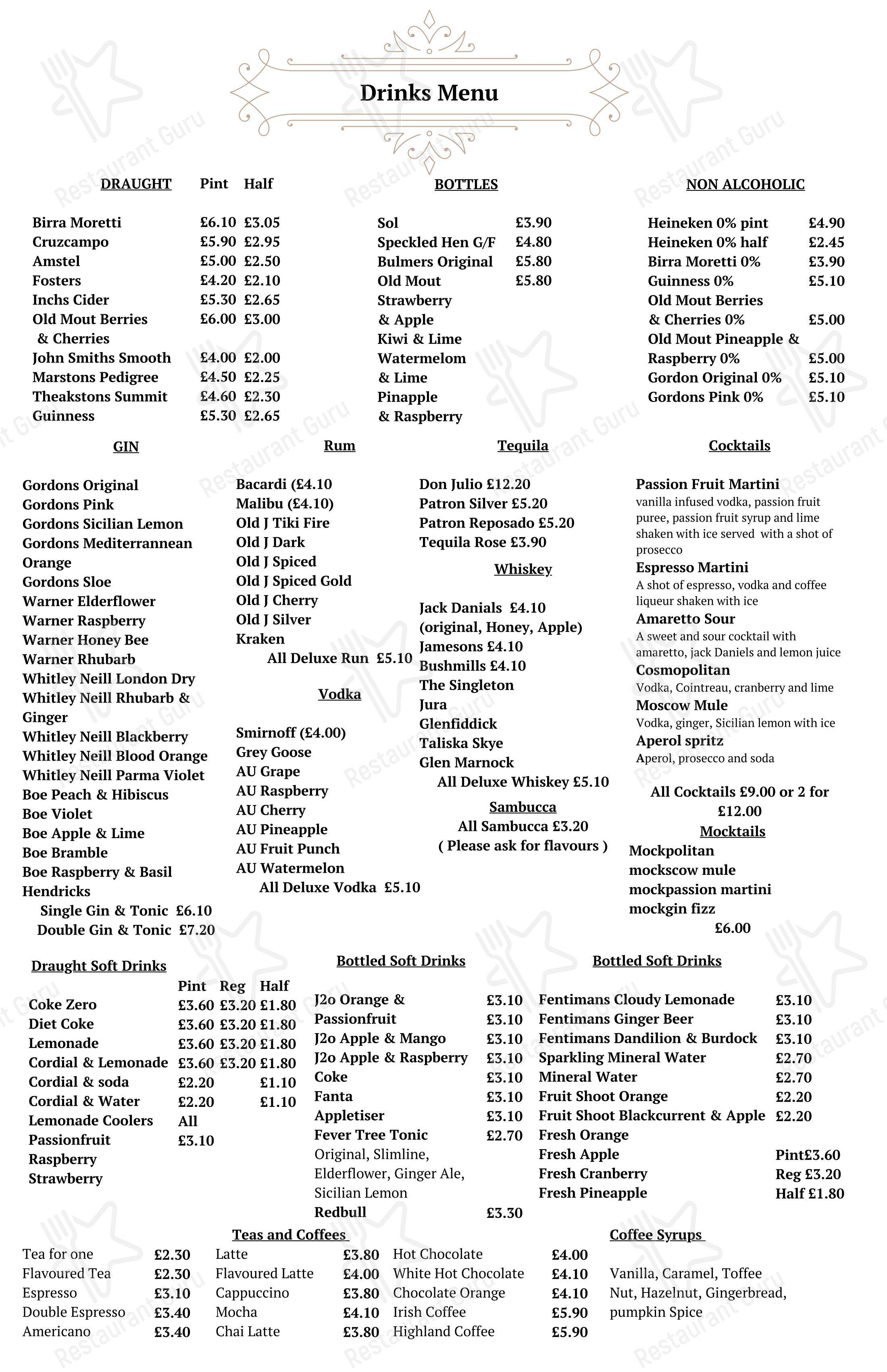 Menu at Hamilton Russell Arms pub & bar, Stockton-on-Tees