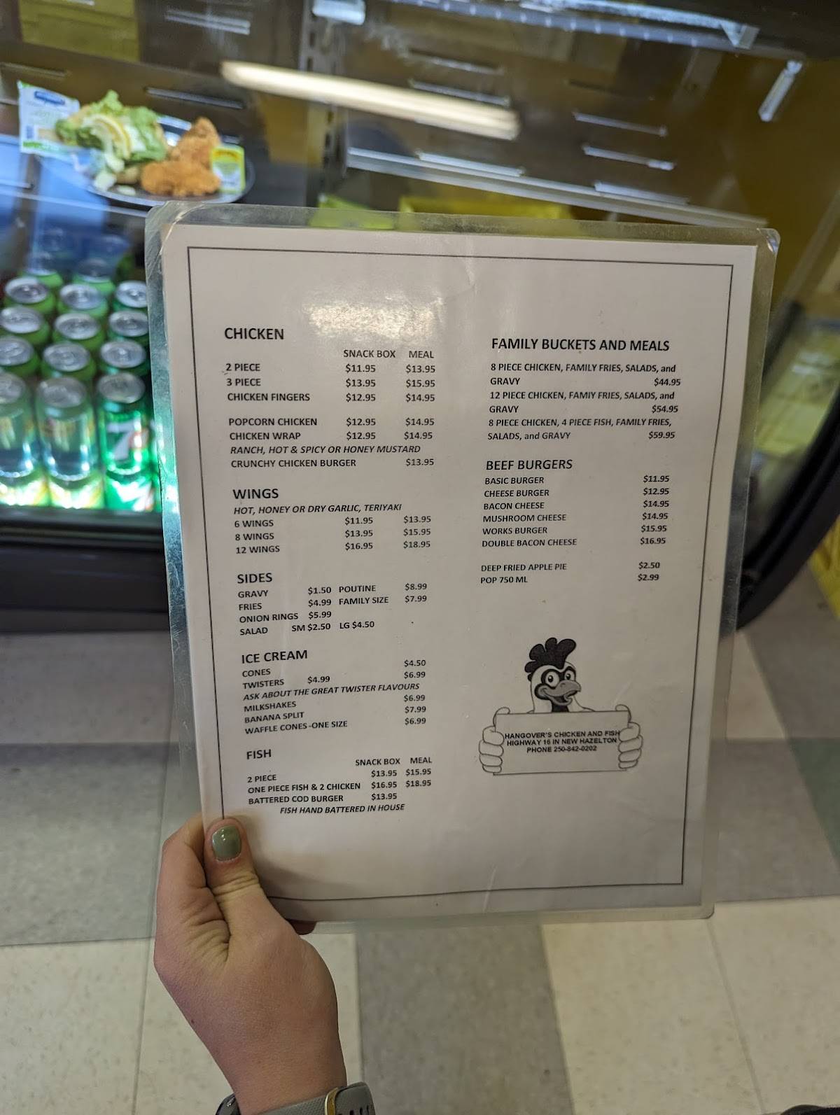 Menu at Hangover's Chicken And Fish restaurant, New Hazelton