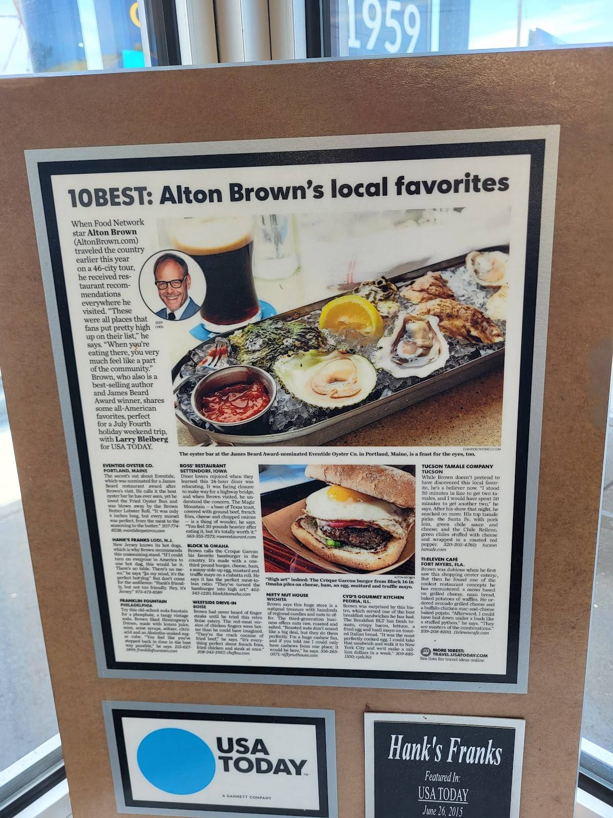 Menu at Hank's Franks restaurant, Lodi