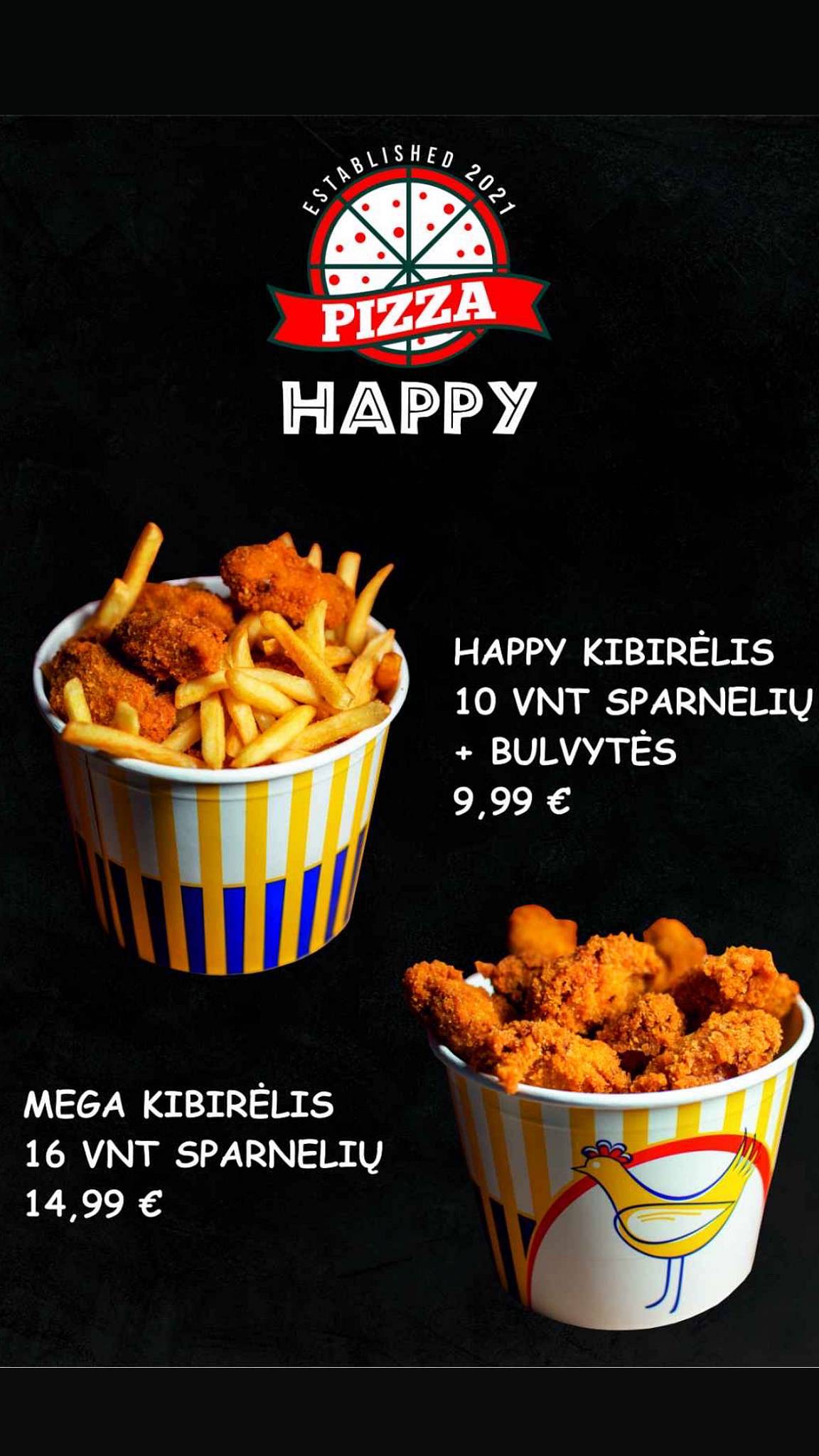 Menu at Happy Pizza restaurant, Alytus