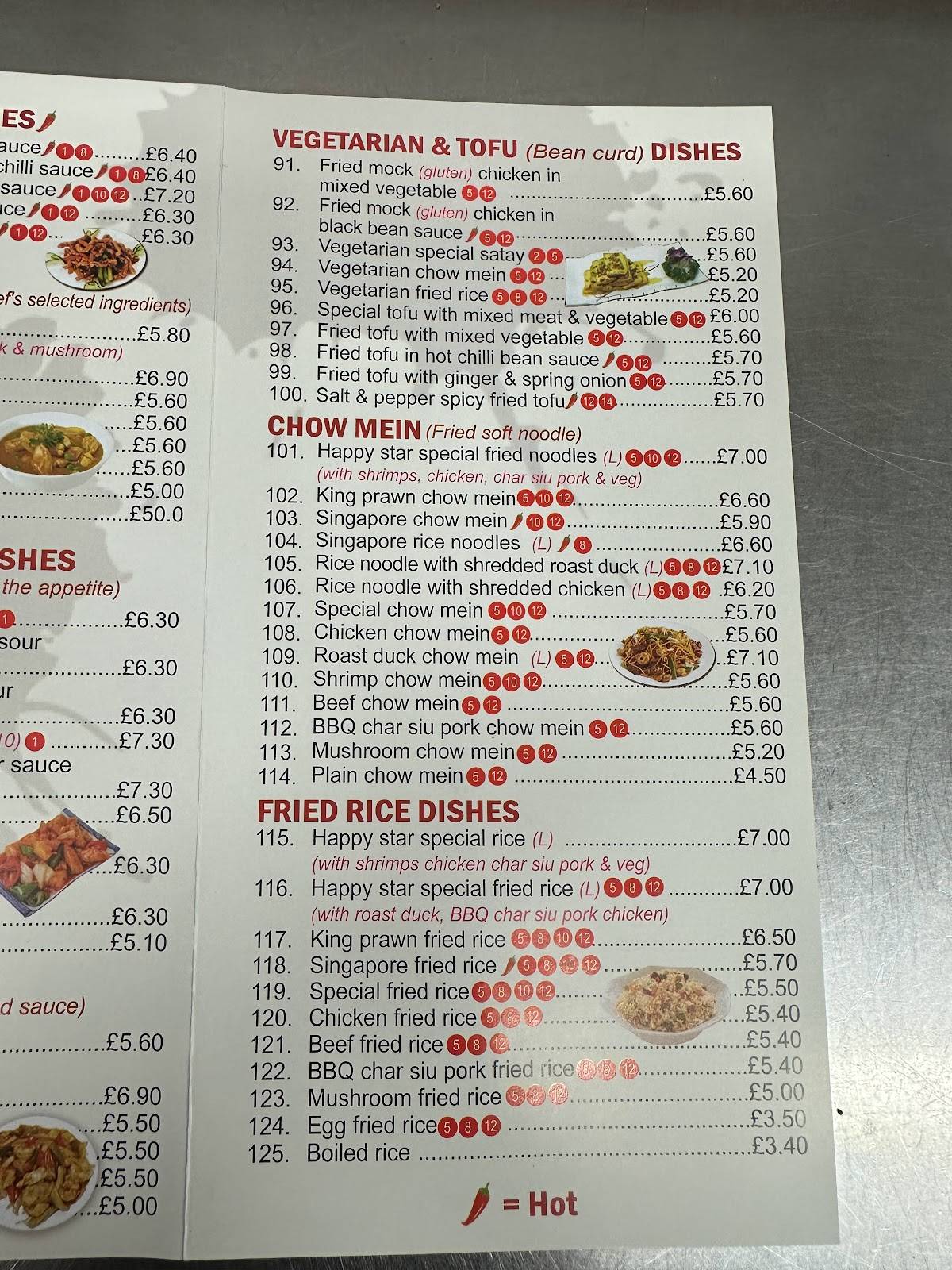 Menu at Happy Star fast food, Folkestone, 103 Canterbury Rd