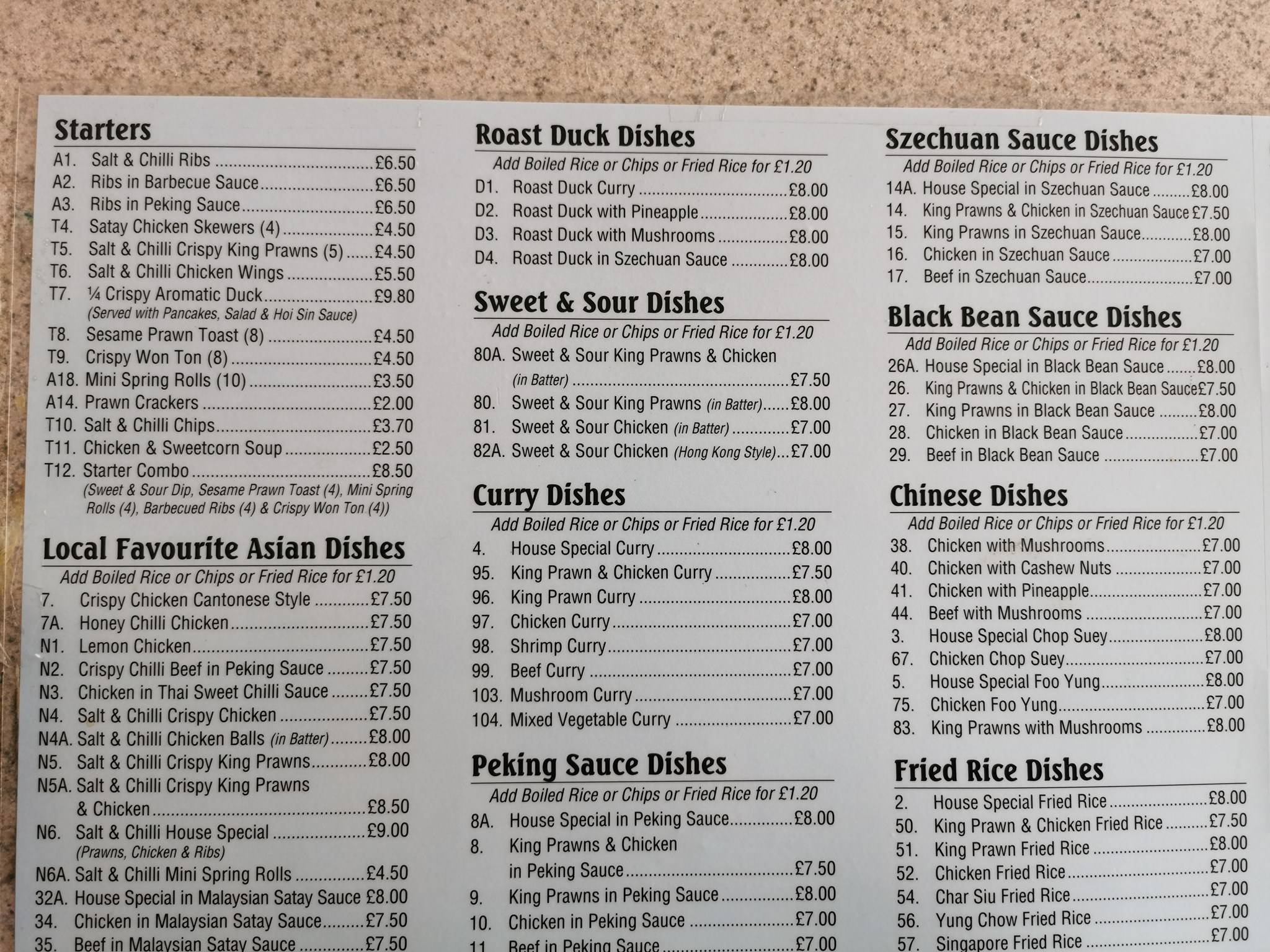 Menu at Happy Valley Chinese Takeaway restaurant, Newton Aycliffe