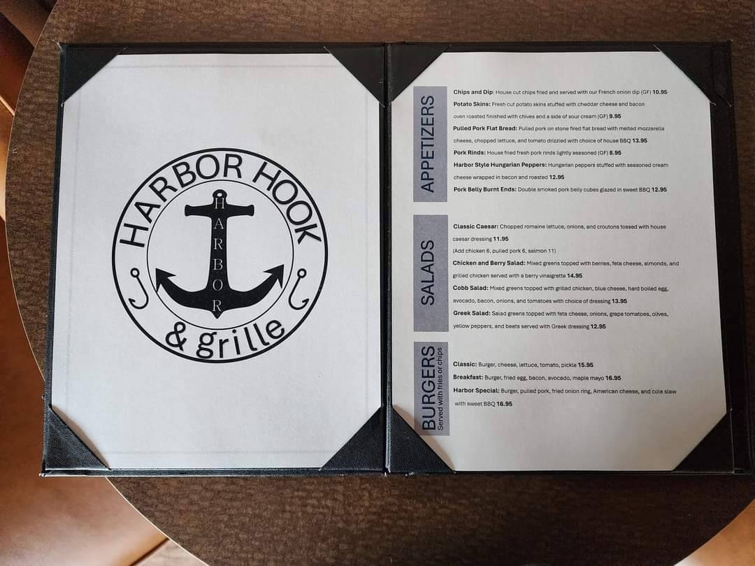 Menu at Harbor Hook & Grille pub & bar, Monroe