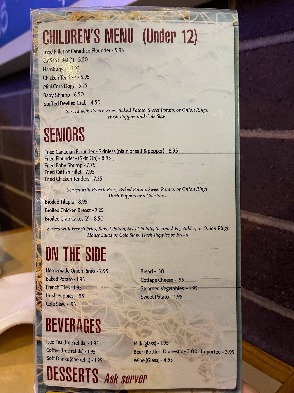 Menu at Harbor Inn Seafood restaurant, Hickory, US Hwy 70 SE