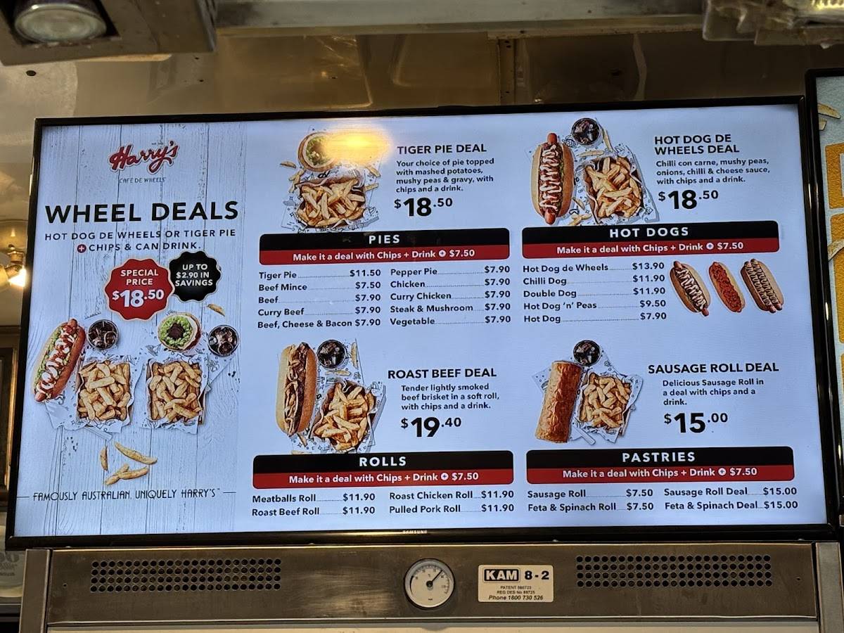 Menu at Harry's Café de Wheels - Woolloomooloo cafe, Woolloomooloo ...