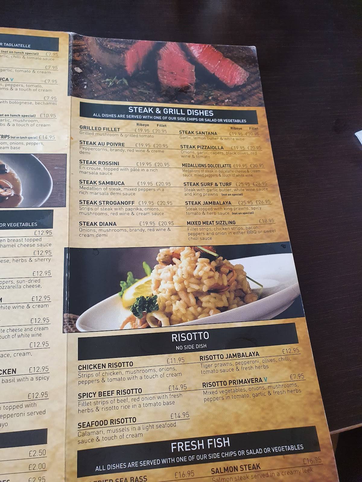 Menu at Sambuca Hartlepool restaurant, Hartlepool