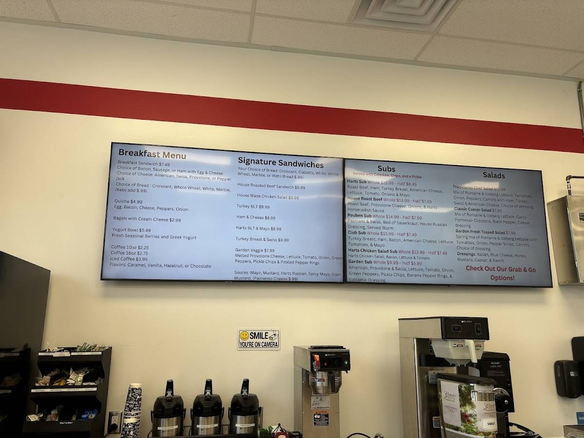 Menu at Hart’s Cafe, Myrtle Beach