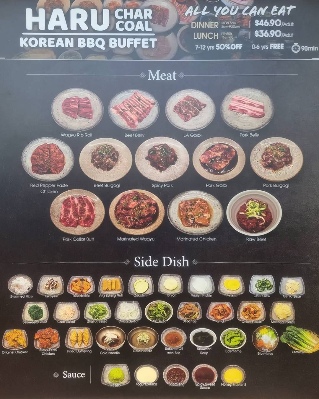 Menu at Haru Korean Charcoal BBQ, Taigum
