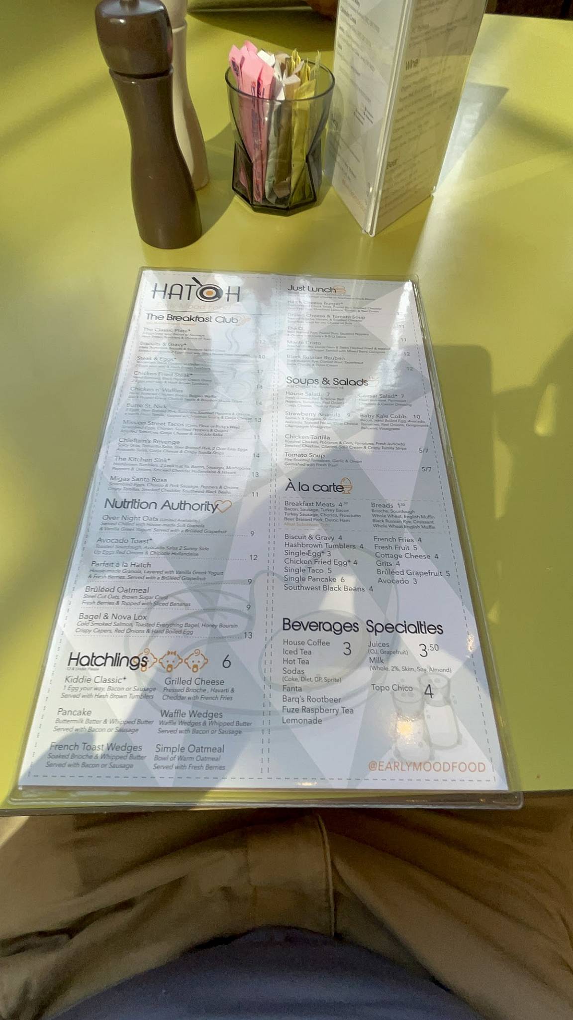 Menu at Hatch Early Mood Food restaurant, Oklahoma City, 1101 N ...