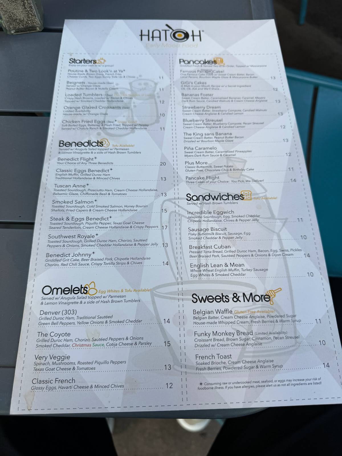 Menu at Hatch Early Mood Food restaurant, Oklahoma City, 1101 N ...