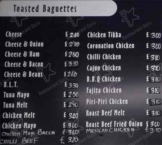 Menu at Henry Healy cafe, Glasgow, 87 Queen St