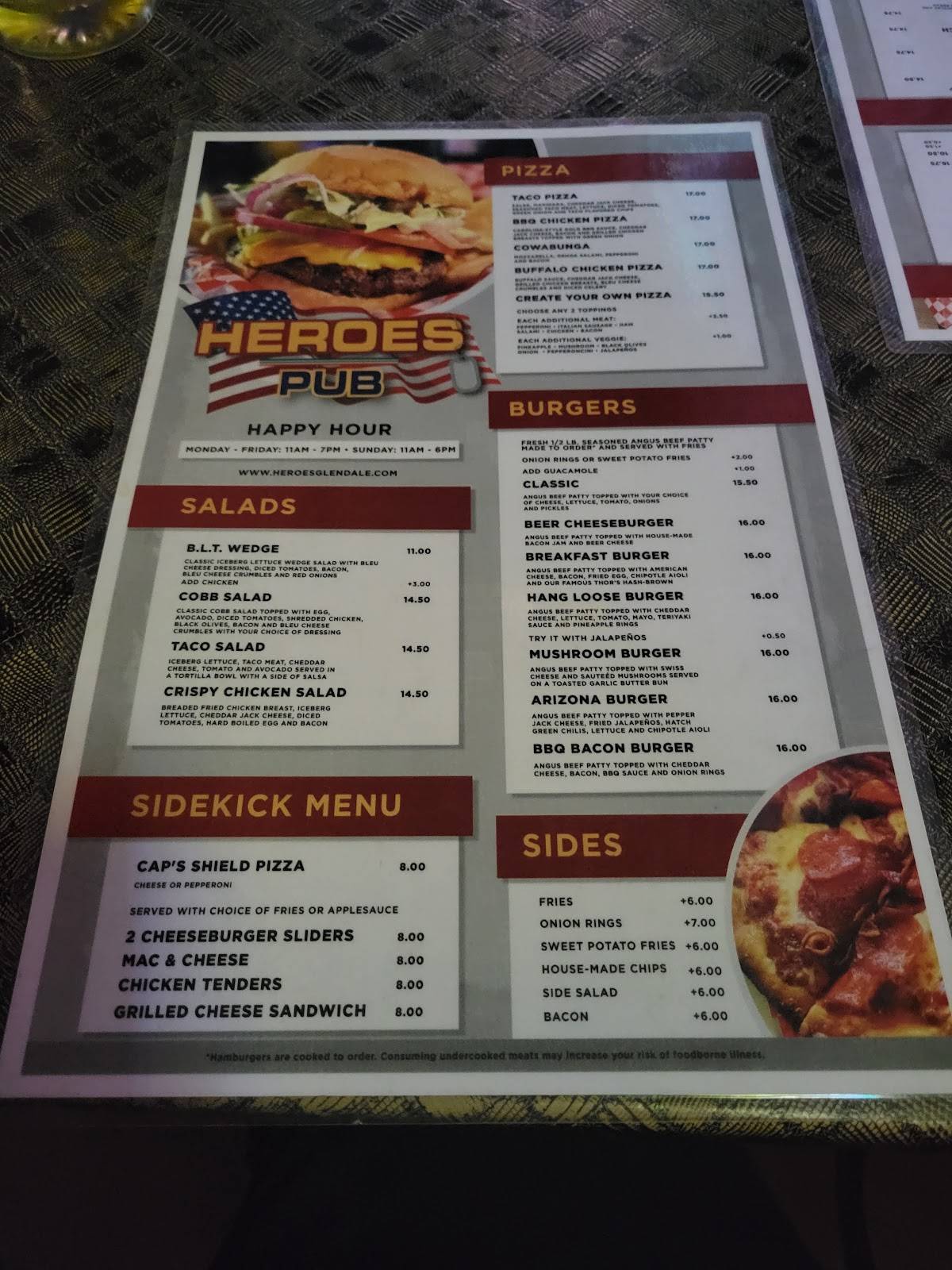 Menu at Heroes Sports Grill pub & bar, Glendale