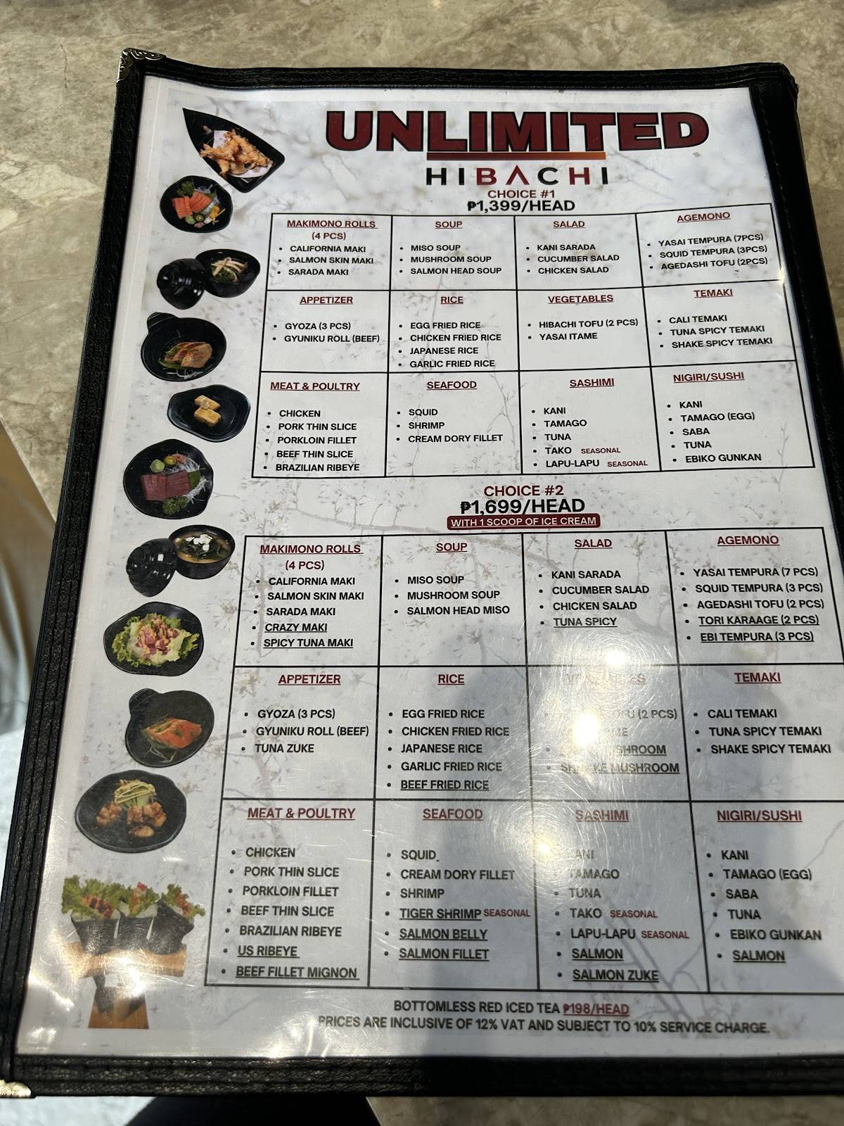 Menu at Hibachi Japanese Cuisine steakhouse, Quezon City