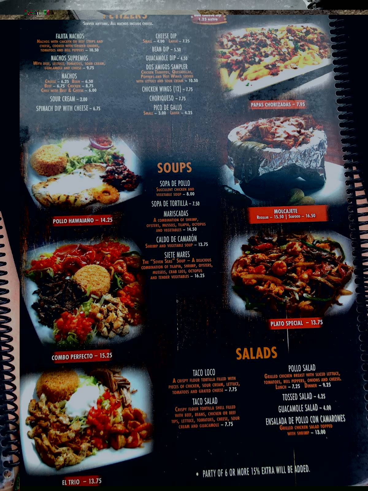 Menu at El Sarape Mexican Restaurant, Hickory