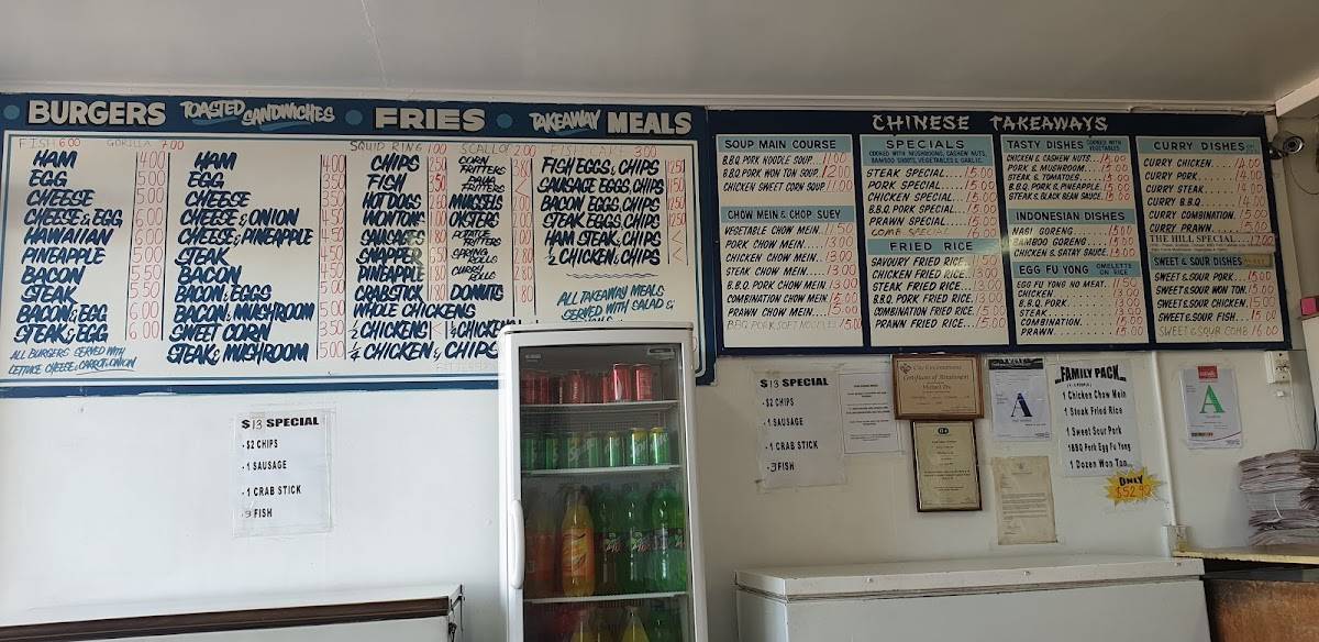 Menu at Hill Takeaways fast food, Pukekohe