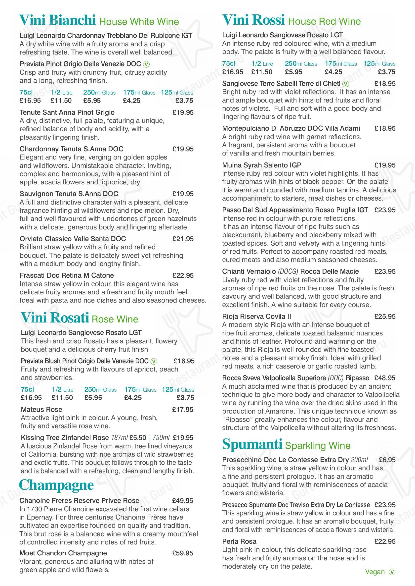 Menu at La Cava Restaurant, Wigan, 174 Wigan Rd