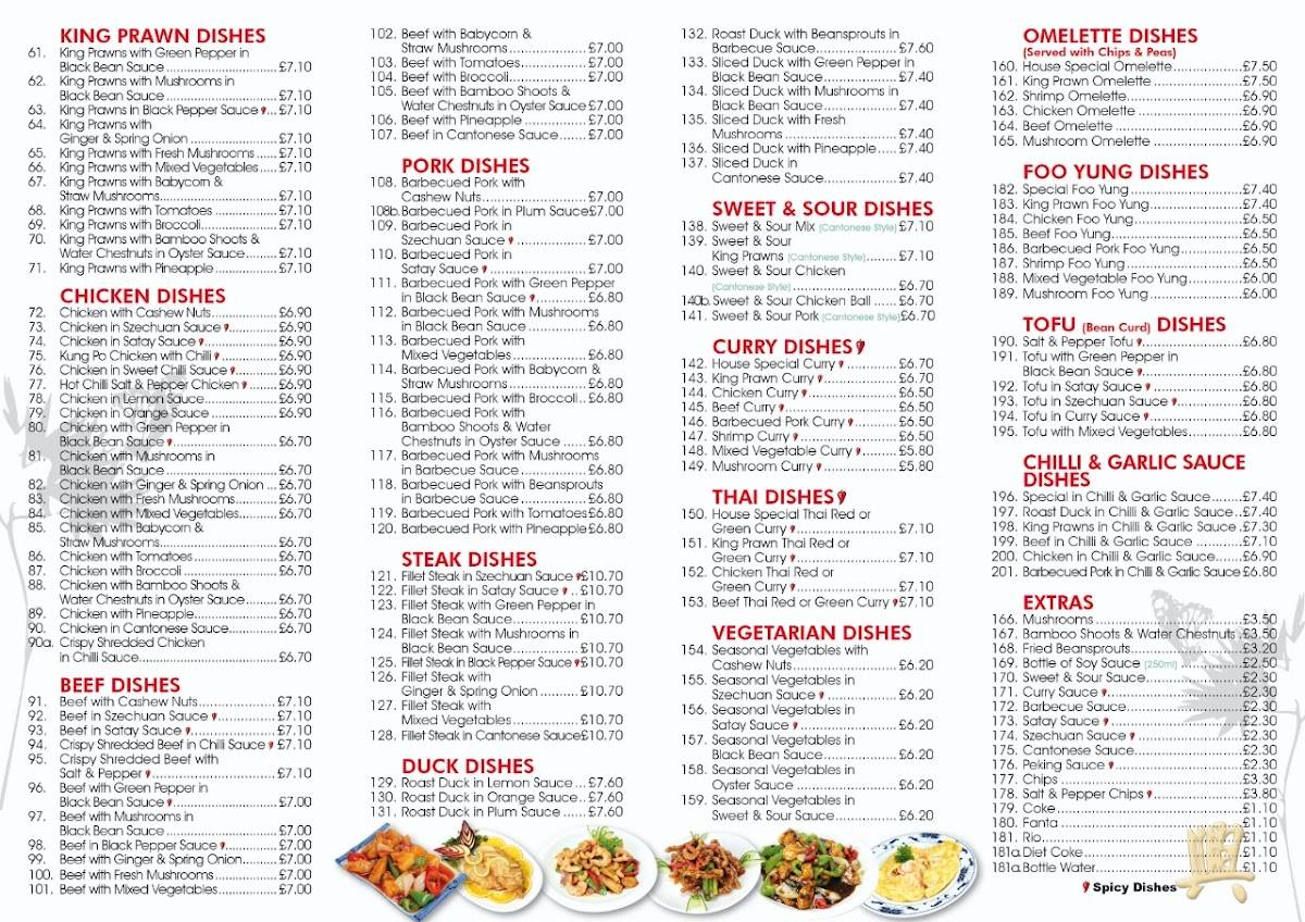 Menu at Hing's Chinese Takeaway fast food, Nantwich