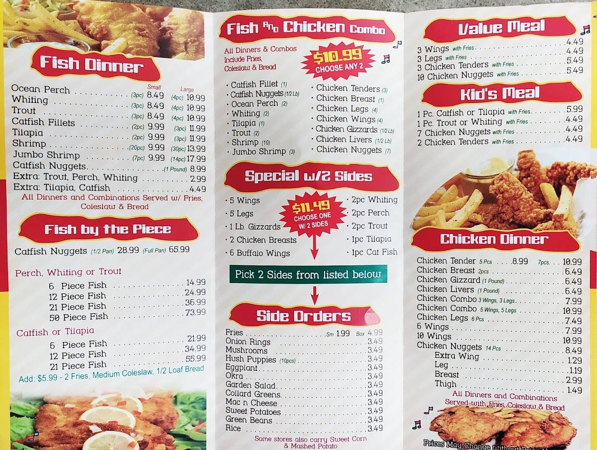 Menu at Hip hop fish and chicken fast food, Baltimore, E Cold Spring Ln