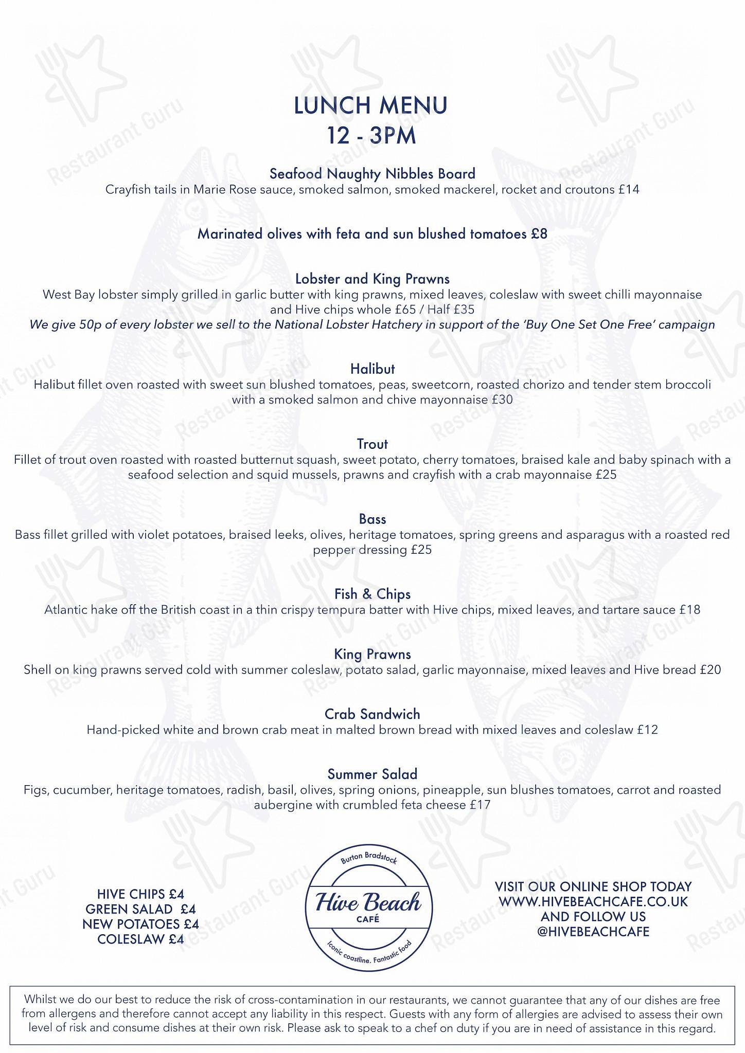 Menu at Hive Beach Bakery, Burton Bradstock, Manor Farm