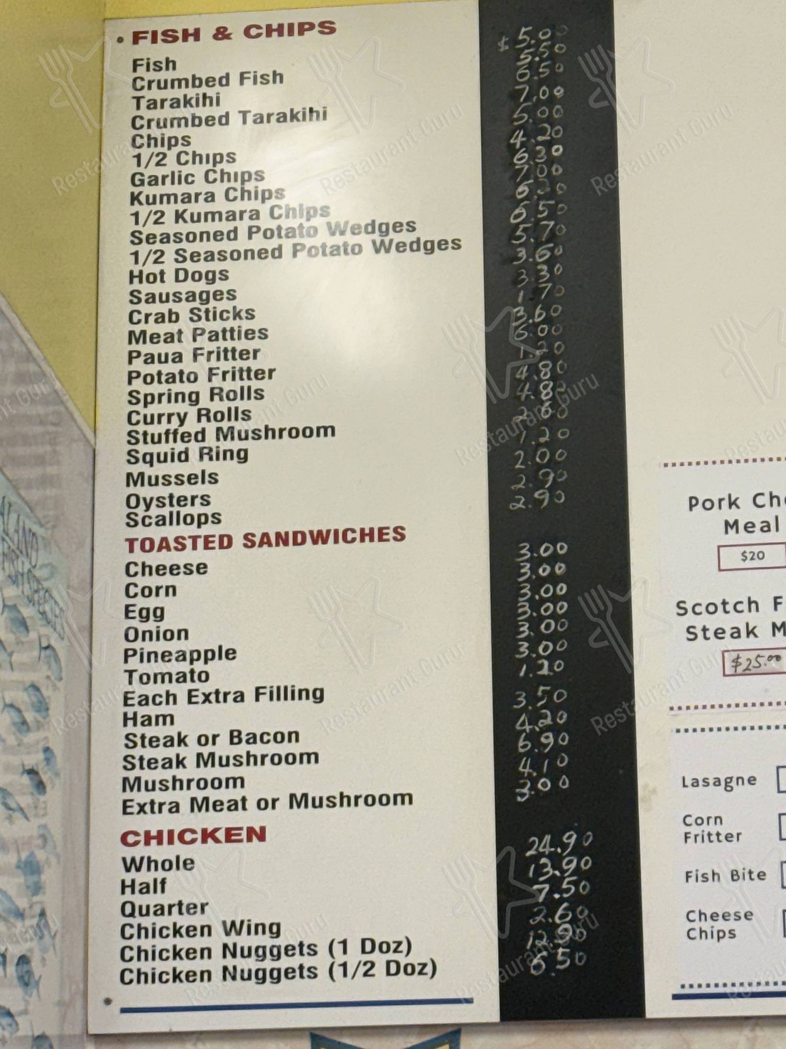 Menu at Holiday Inn Chinese Takeaways restaurant, Dannevirke