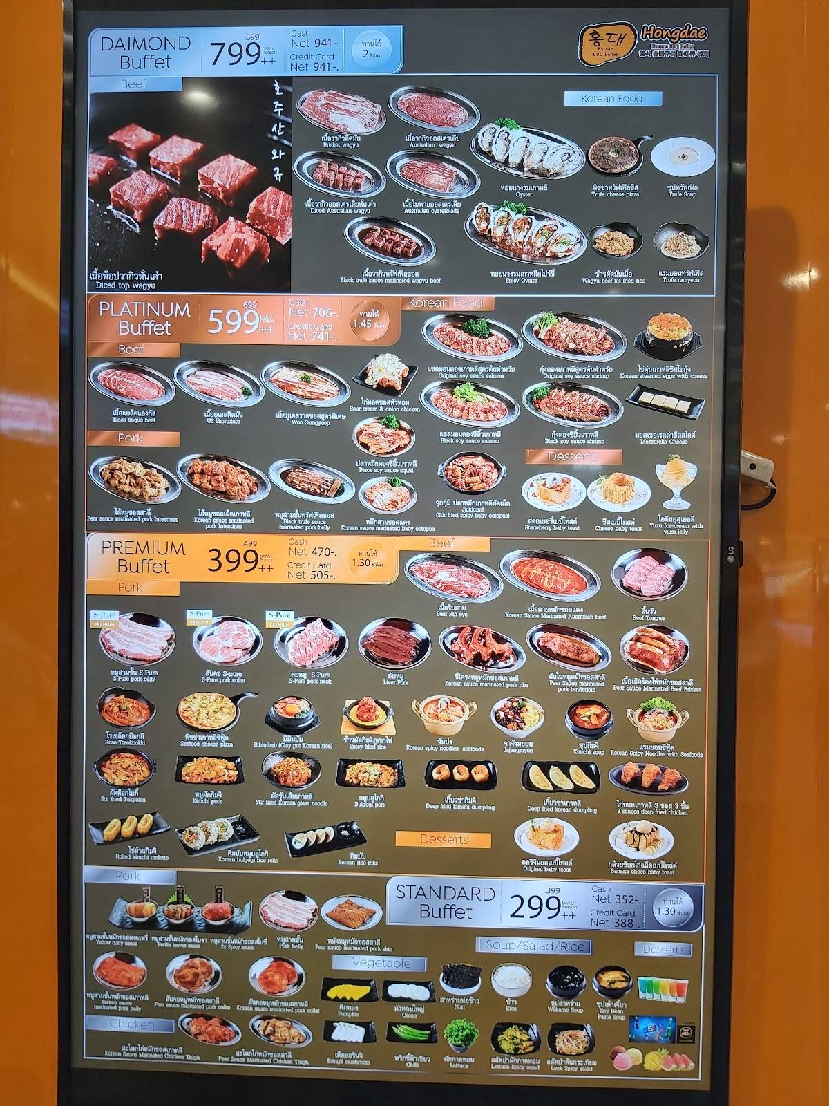 Carta del restaurante Hongdae & Cheese Owl Buffet Future Park Rangsit ...