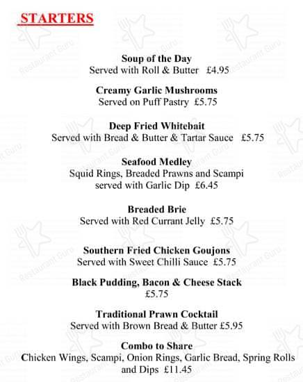 Menu at The Heathfield Inn pub & bar, Honiton