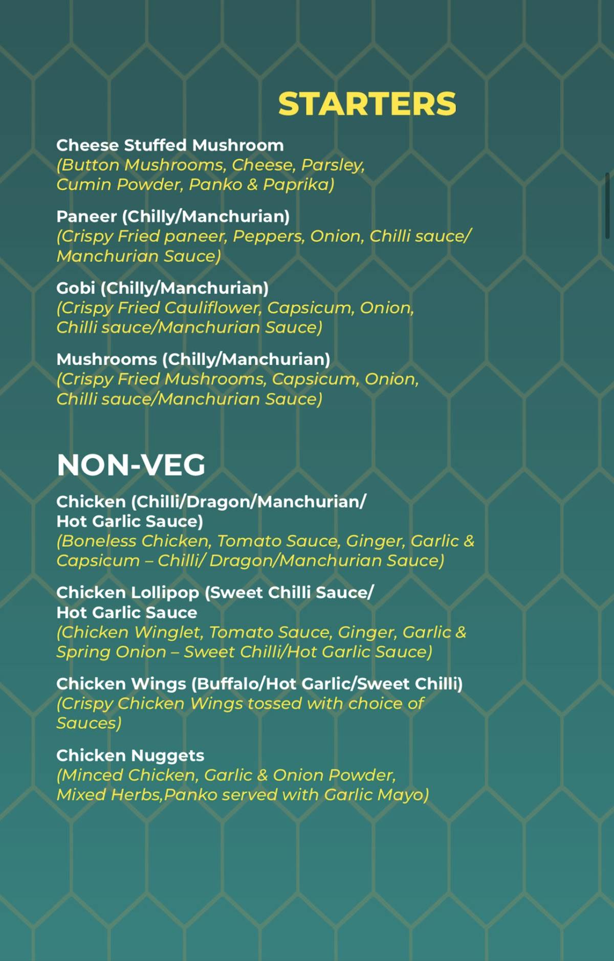 Menu at Resto bar, sea view roof top pub, Puducherry