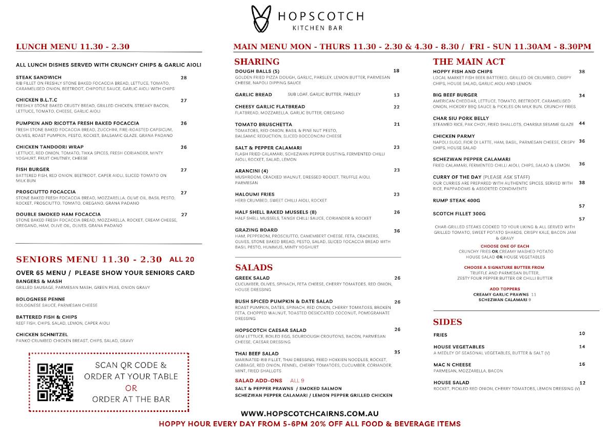 Menu at HOPSCOTCH Kitchen Bar, Earlville