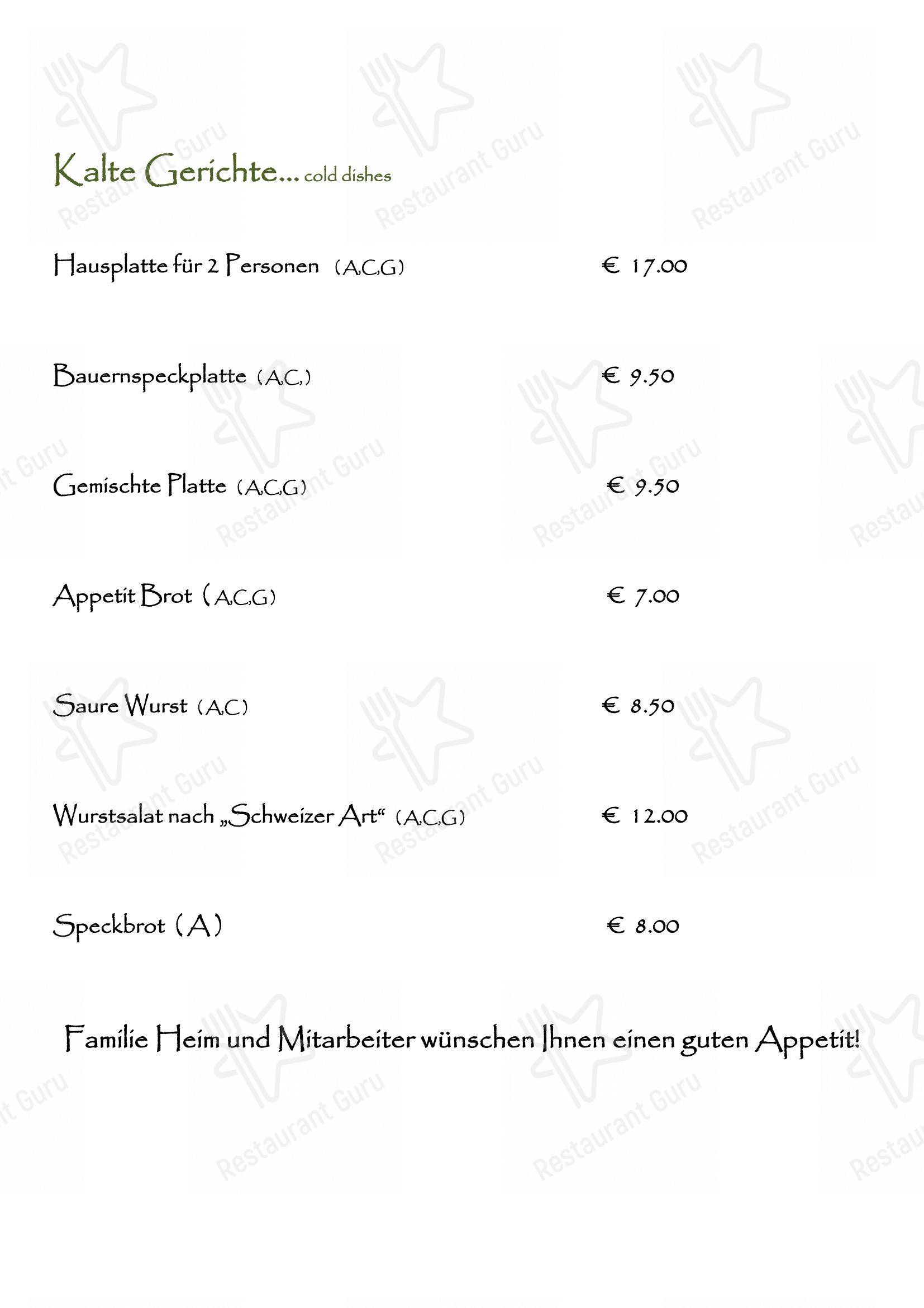 Speisekarte von Hotel - Gasthof Jäger-Restaurant, Schlitters