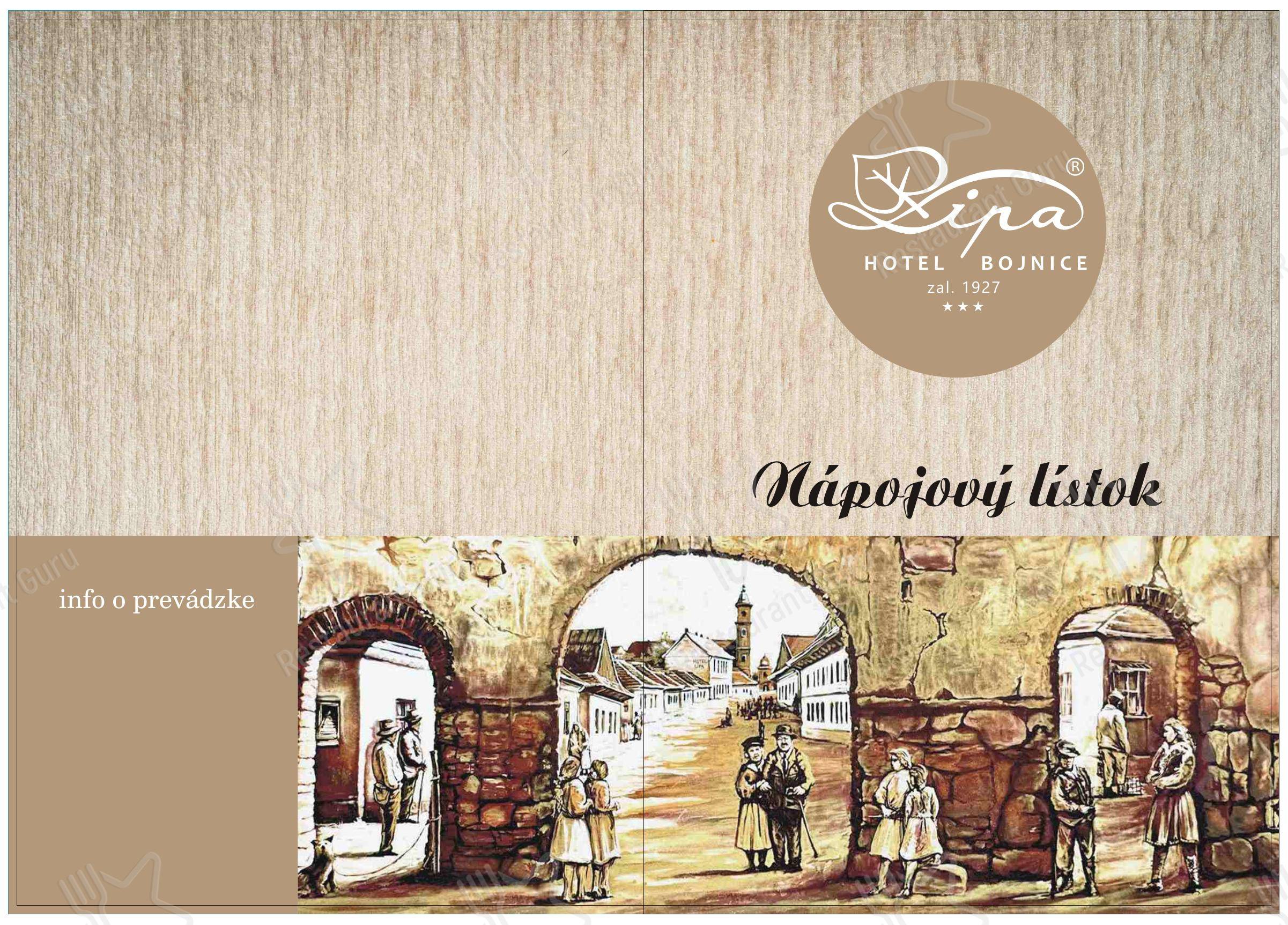Menu au Hotel Lipa Bojnice restaurant, Bojnice