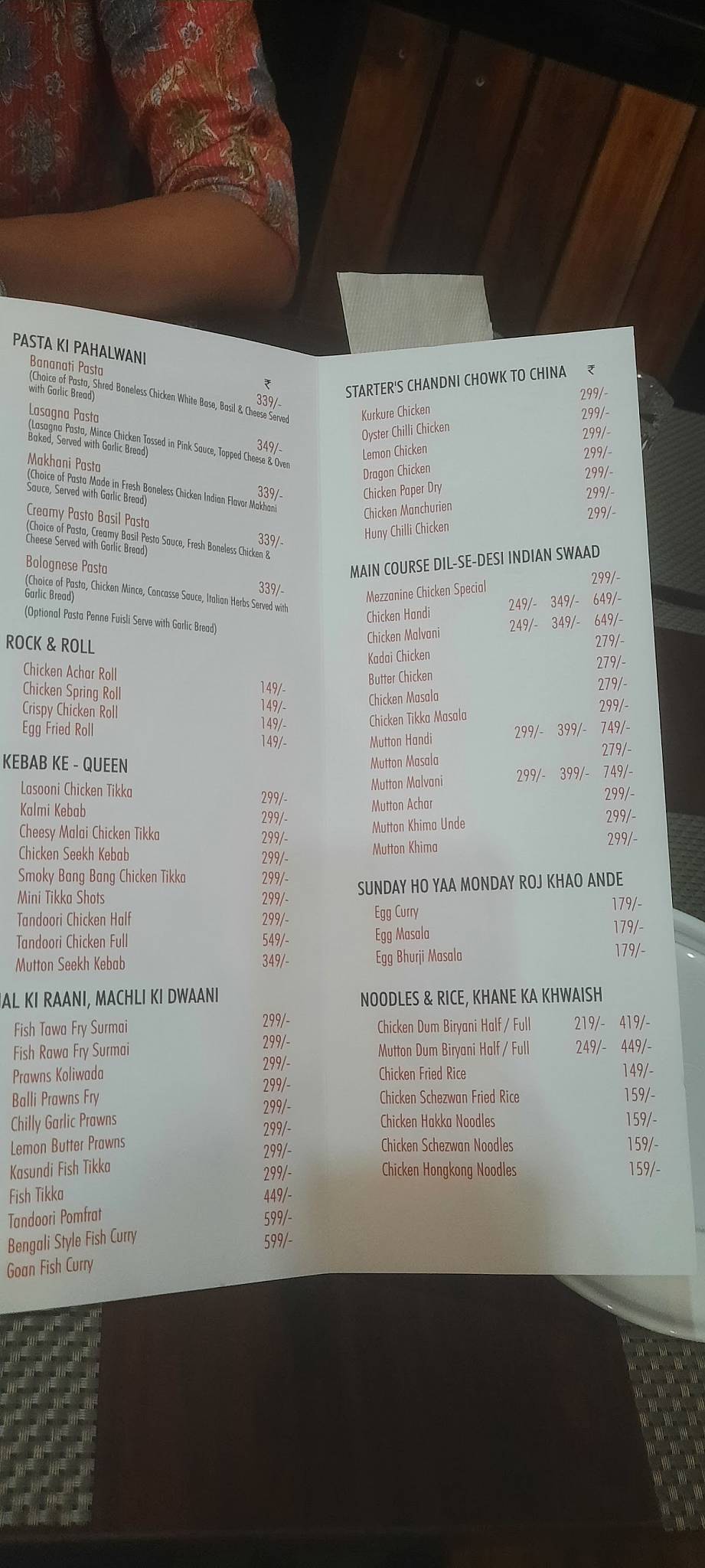Menu at Hotel Mezzanine, Solapur