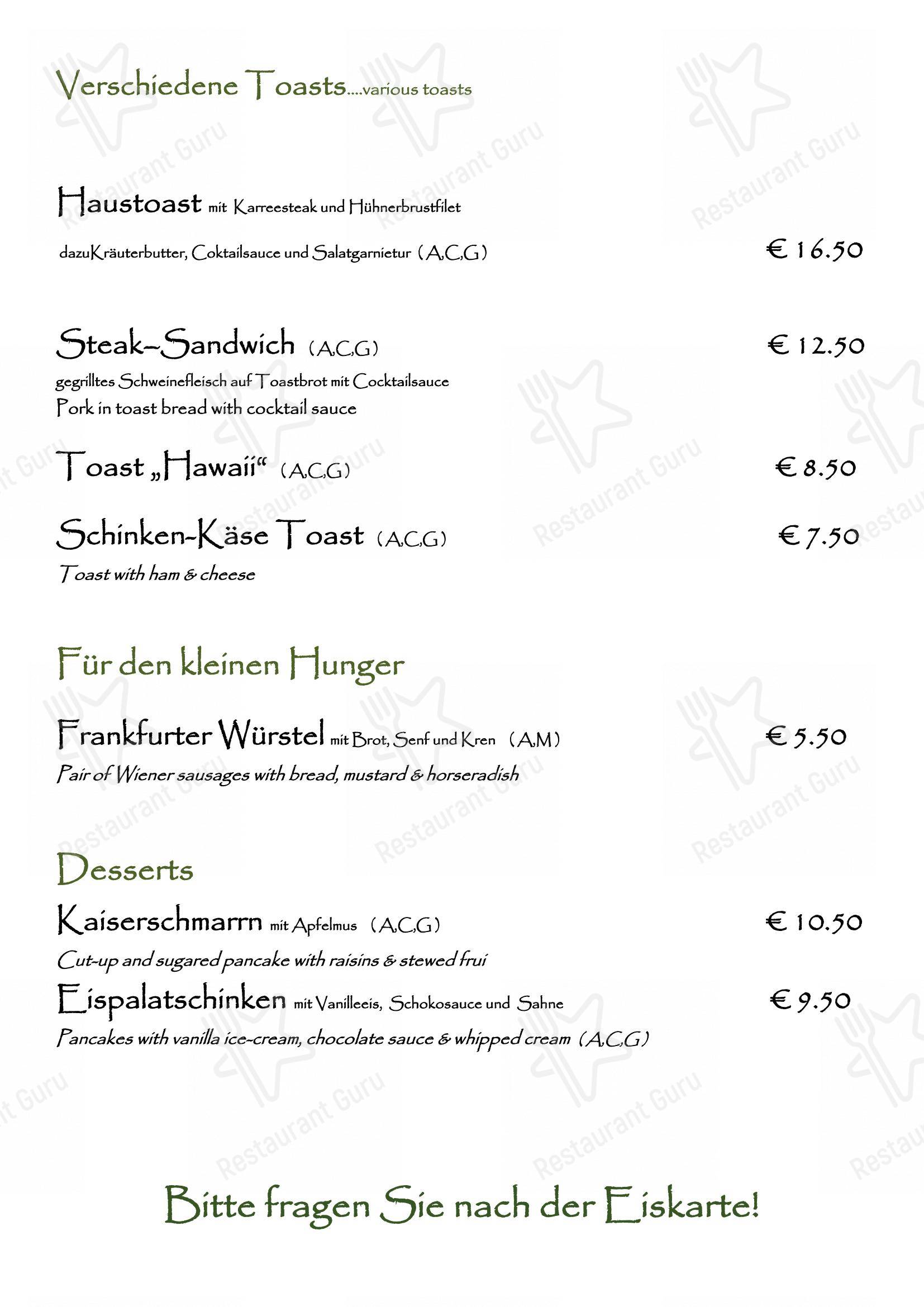Speisekarte von Hotel - Restaurant - Jäger, Schlitters