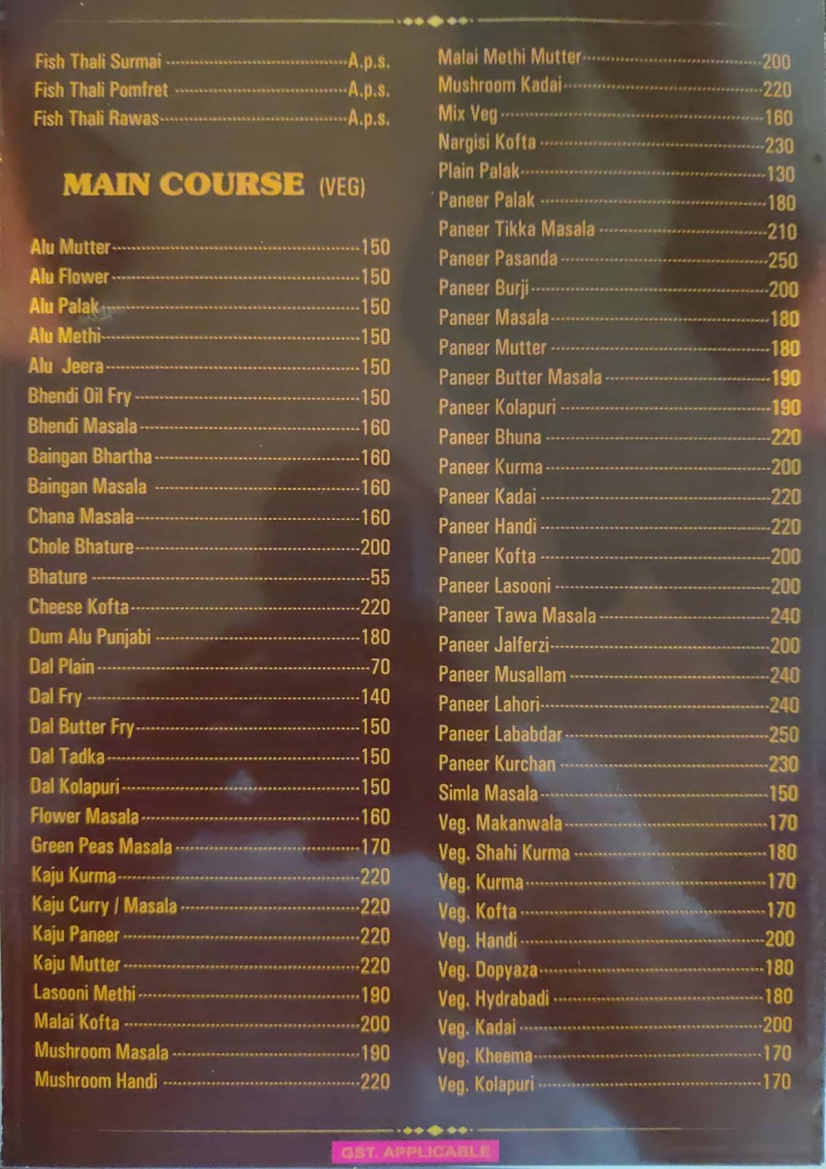 Menu at Hotel Vrushali Restaurant And Bar, Navi Mumbai, Hotel Vrushali ...