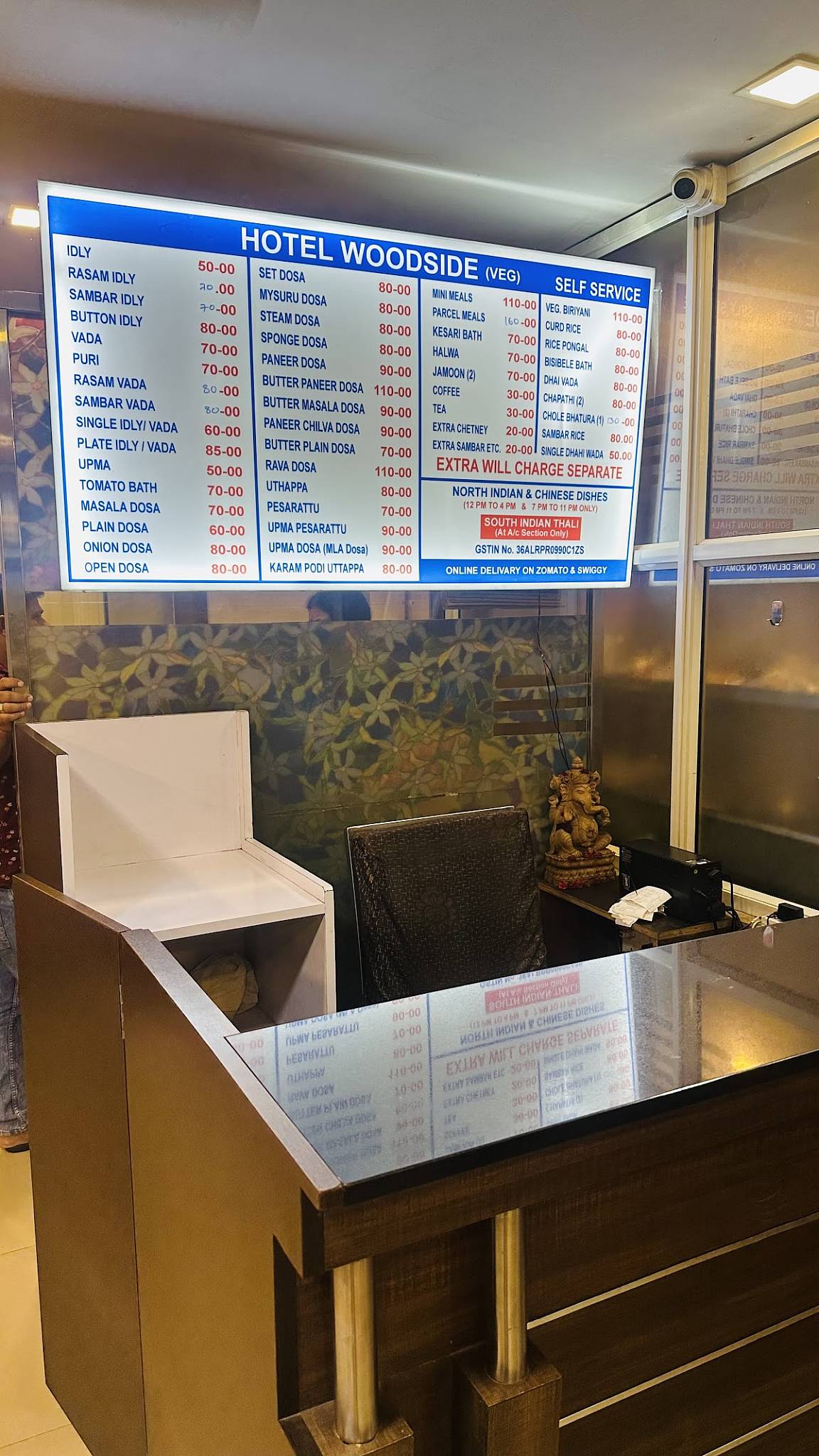 Menu at Hotel WoodSide, Hyderabad