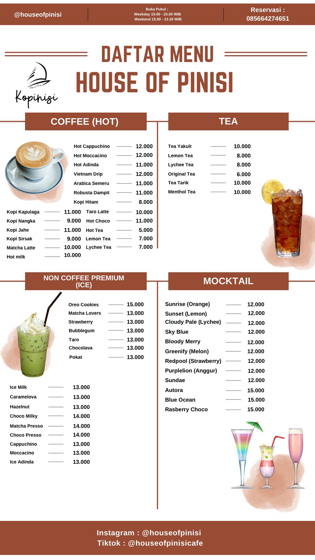 Menu at House of Pinisi cafe, Sidoarjo