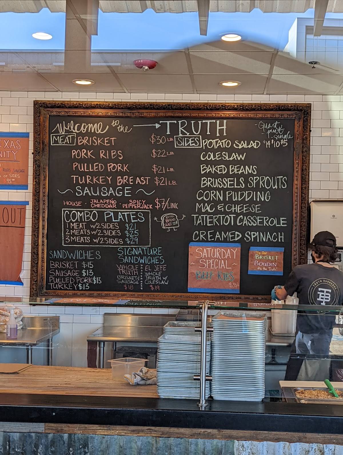 Menu at Truth BBQ, Houston