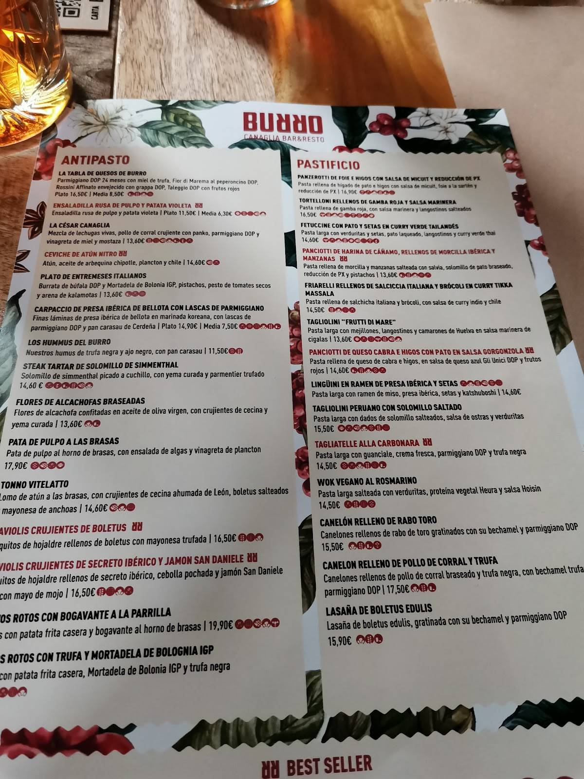 Carta de Burro Canaglia Bar&Resto - HUELVA, Huelva