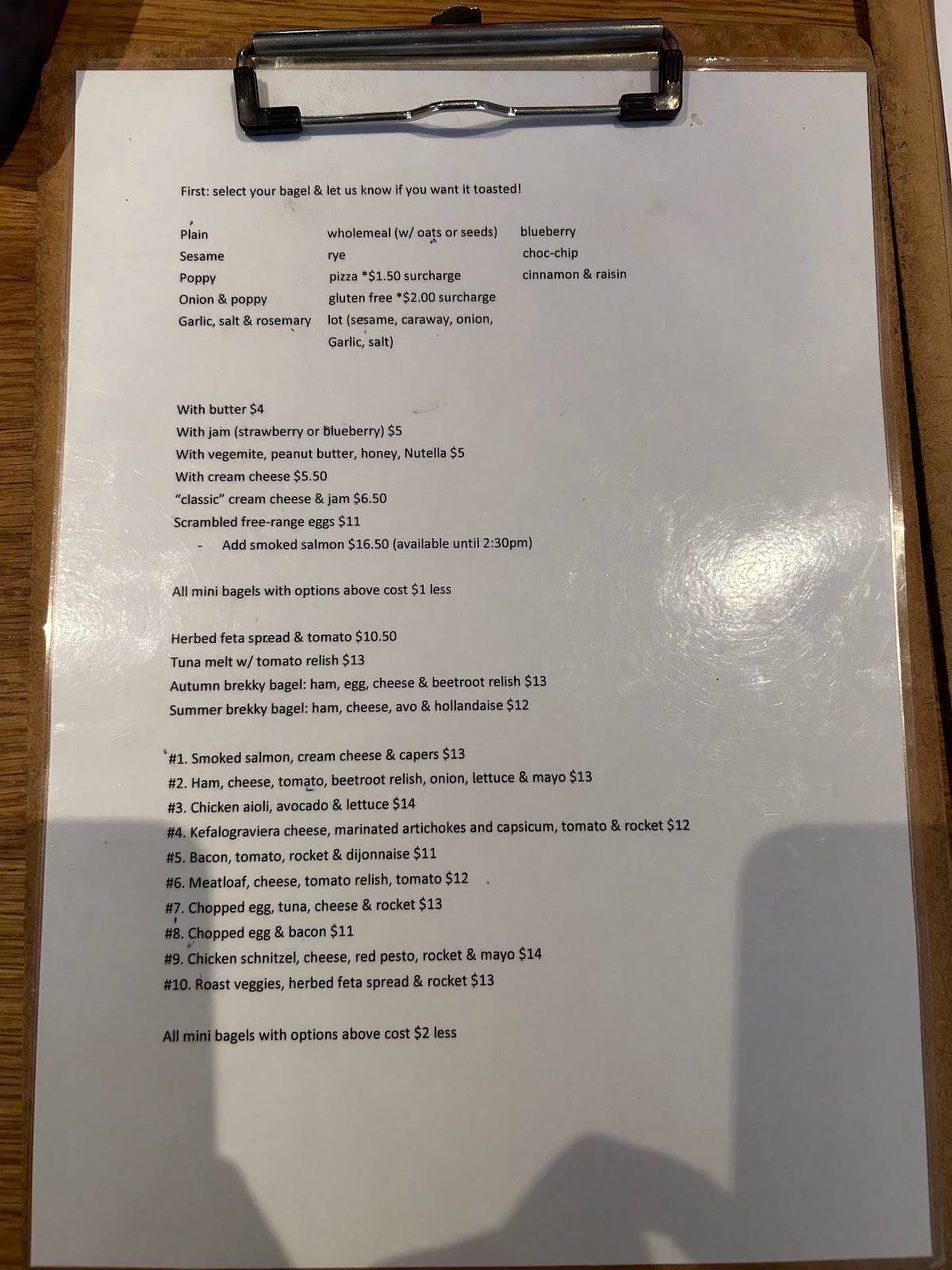 Menu at Huff Bagelry Mentone cafe, Mentone
