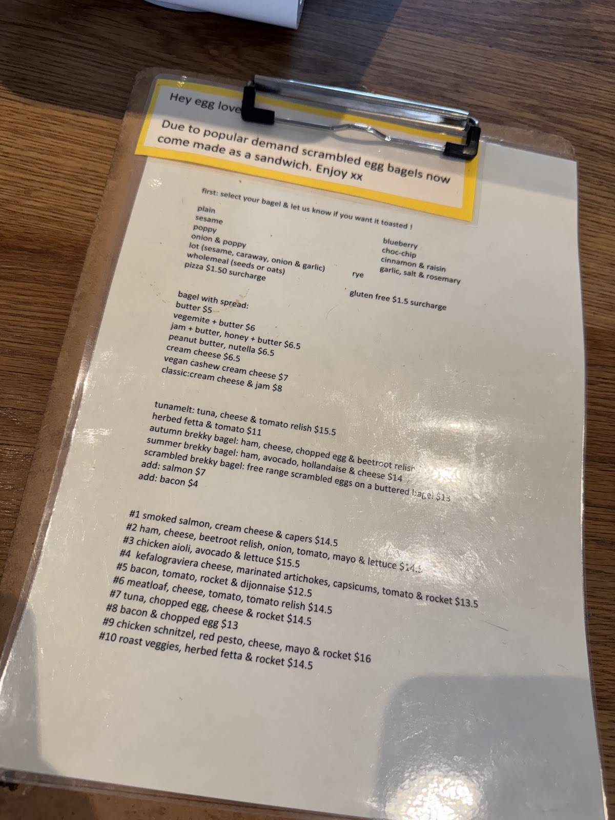 Menu at Huff Bagelry Mentone cafe, Mentone