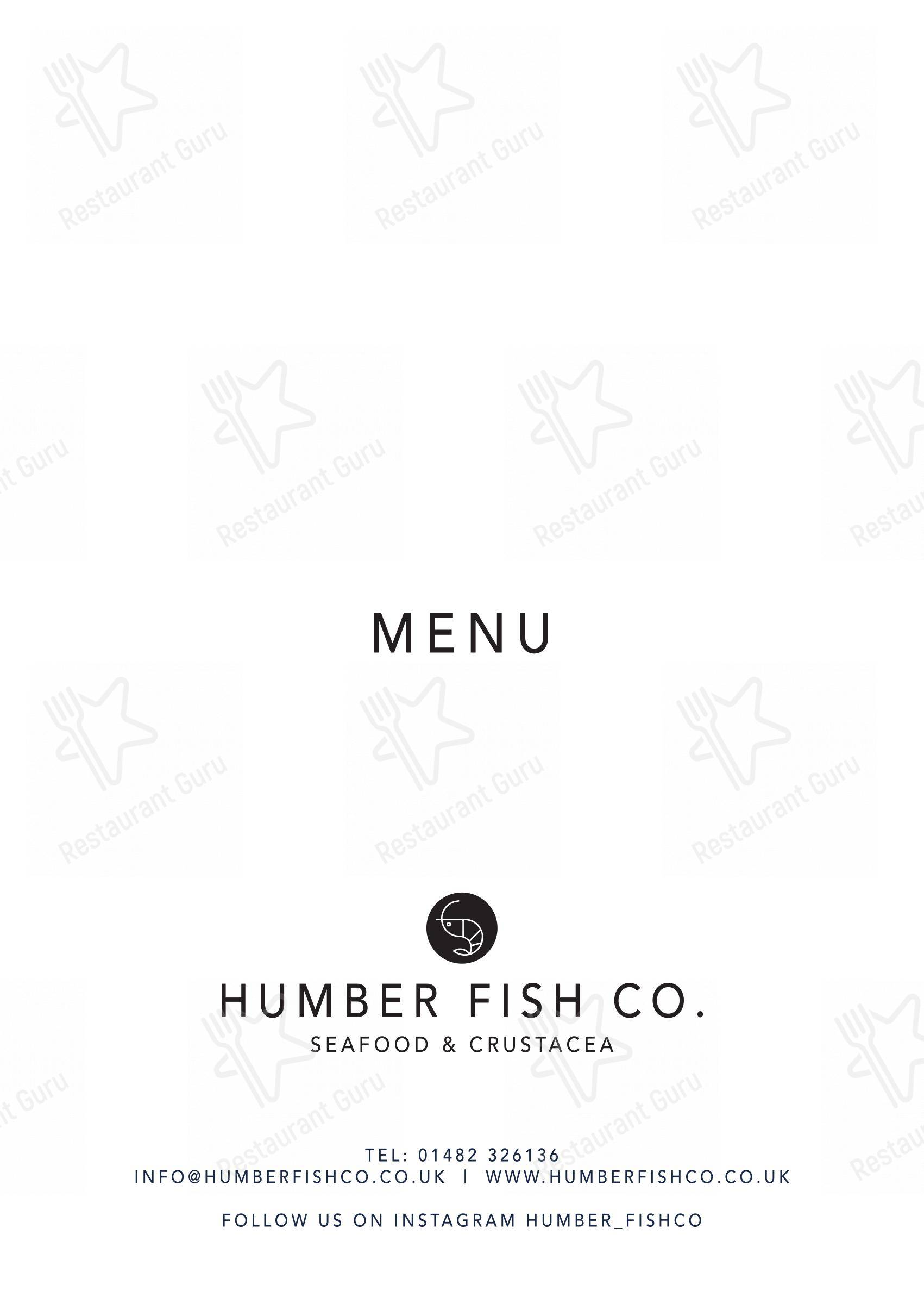 Menu at Humber Fish Co restaurant, Hull