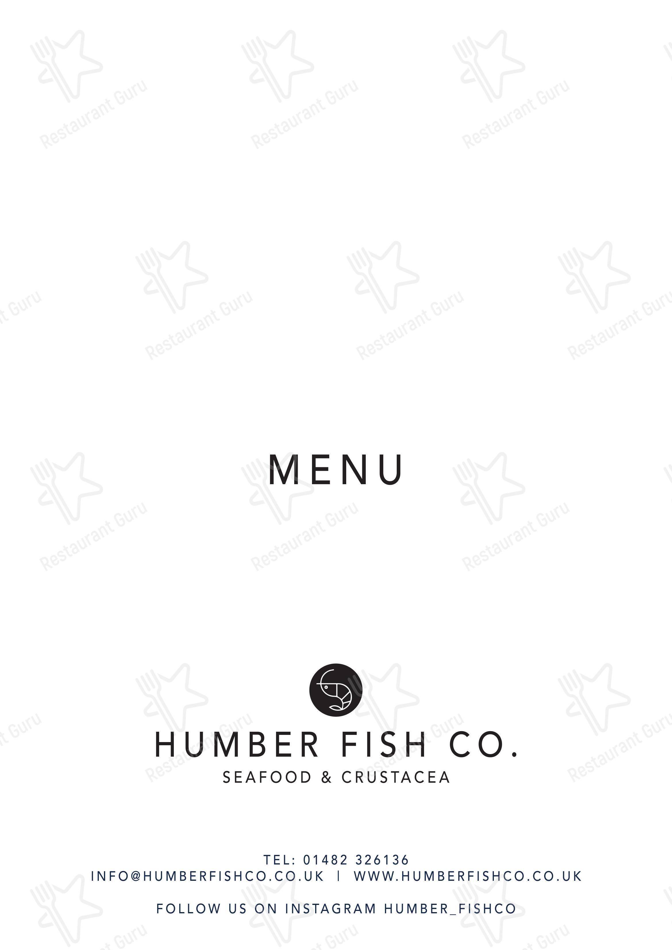 Menu at Humber Fish Co restaurant, Hull