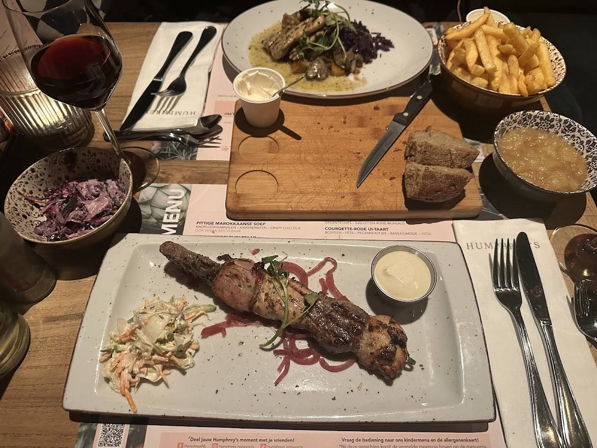 Menu at Humphrey's, Amsterdam, Nieuwezijds Kolk 23
