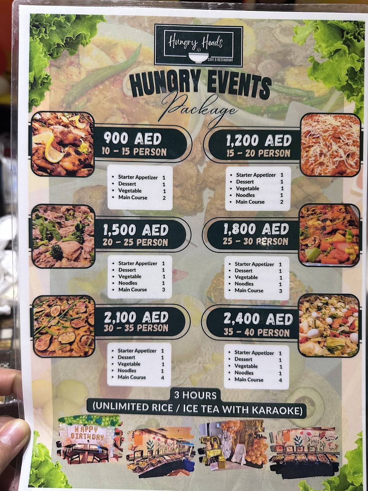 Menu at Hungry Heads Cafe & Restaurant, Abu Dhabi