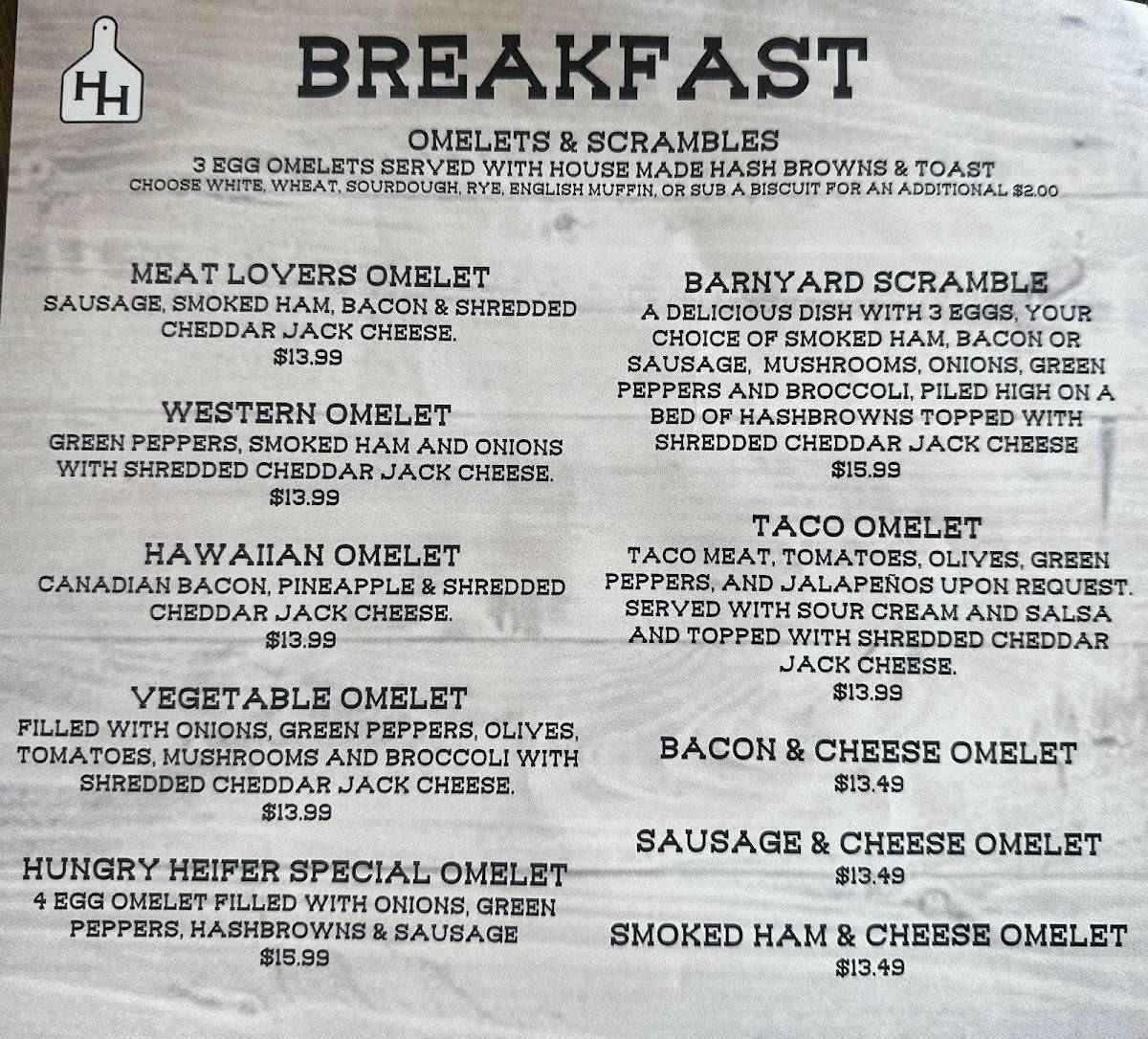 Menu at Hungry Heifer Diner desserts, Raymond