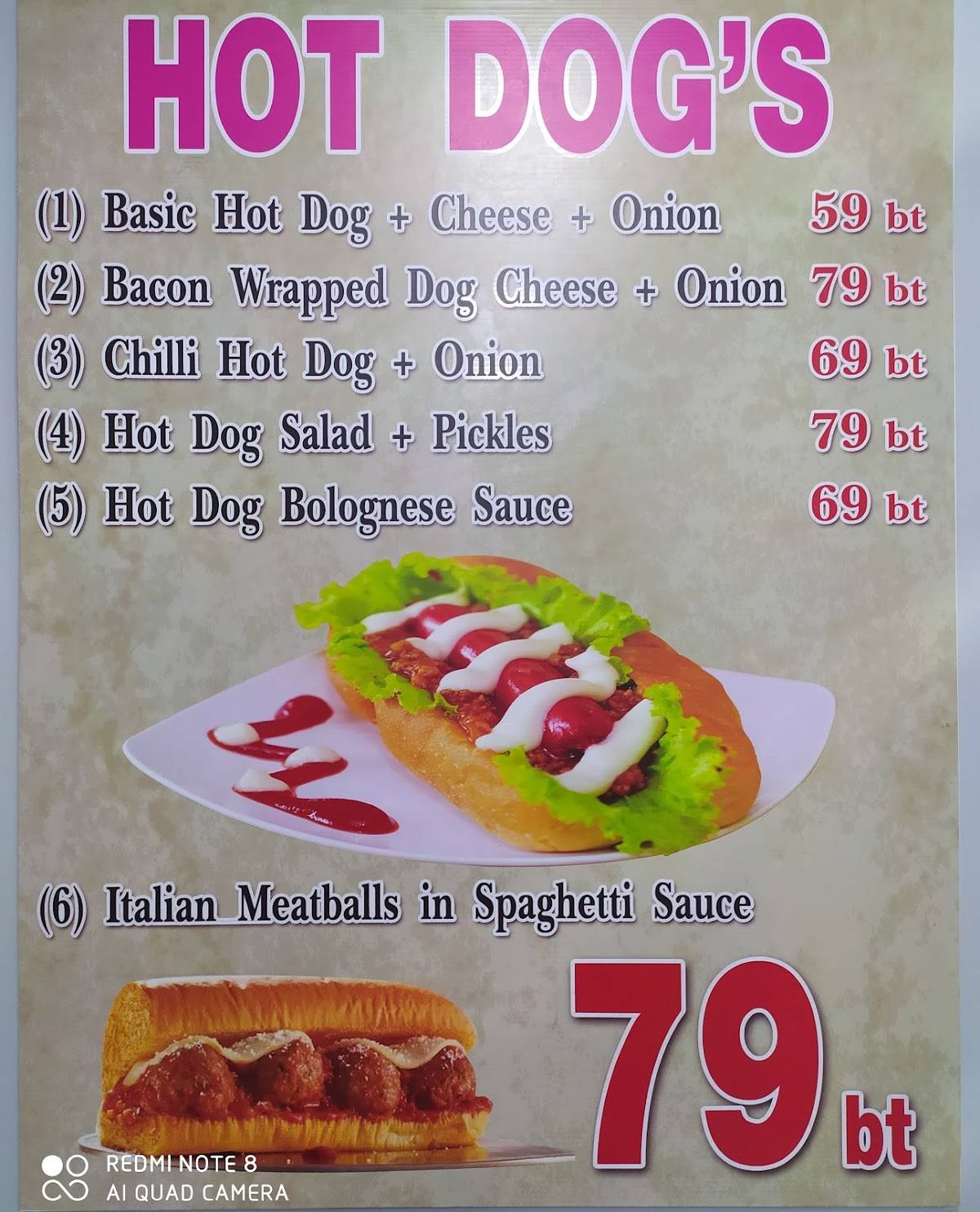 Menu at Hungry Hippo Pattaya restaurant, Pattaya City