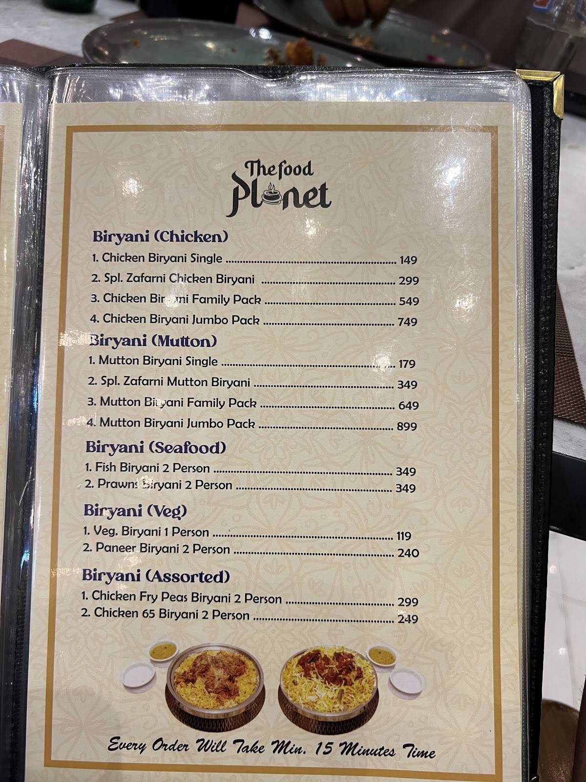 Menu at The Food Planet, Hyderabad