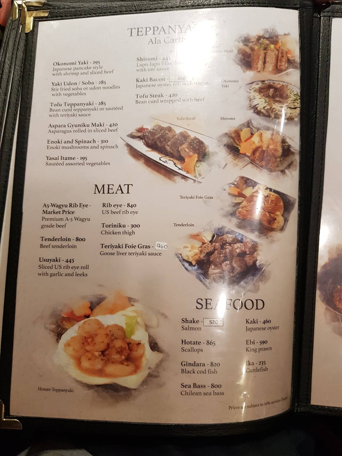 Menu at ICHŌ Japanese Restaurant, San Juan