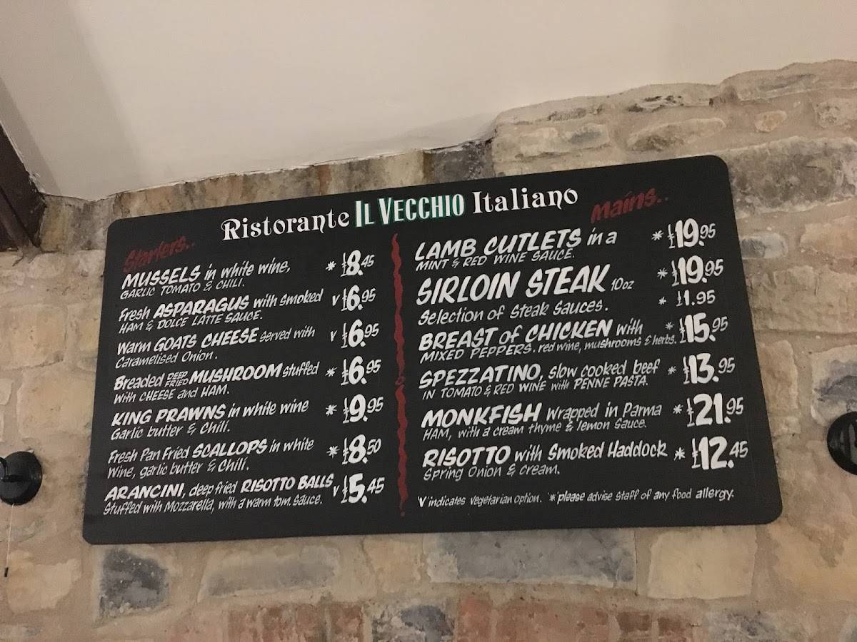 Menu at IL Vecchio Ristorante restaurant, Bridgend